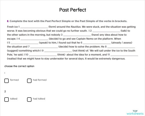 Past Perfect. Interactive worksheet | TopWorksheets