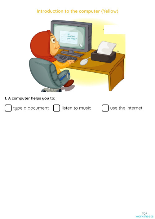 Introduction to the computer (Yellow). Interactive worksheet ...