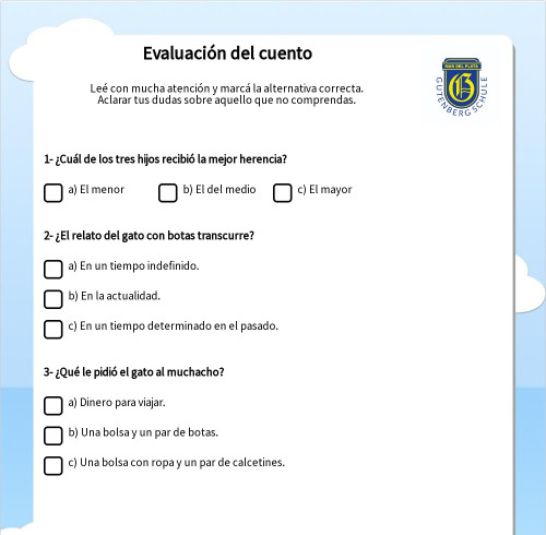 Evaluación del cuento "EL GATO CON BOTAS". Ficha interactiva ...