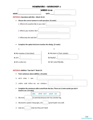 DIS II WORKSHOP 4. Ficha interactiva | TopWorksheets