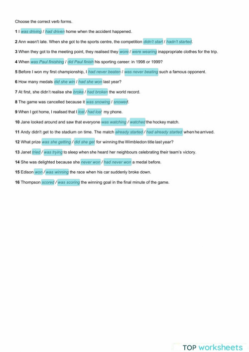 Past tenses - practice. Interactive worksheet | TopWorksheets