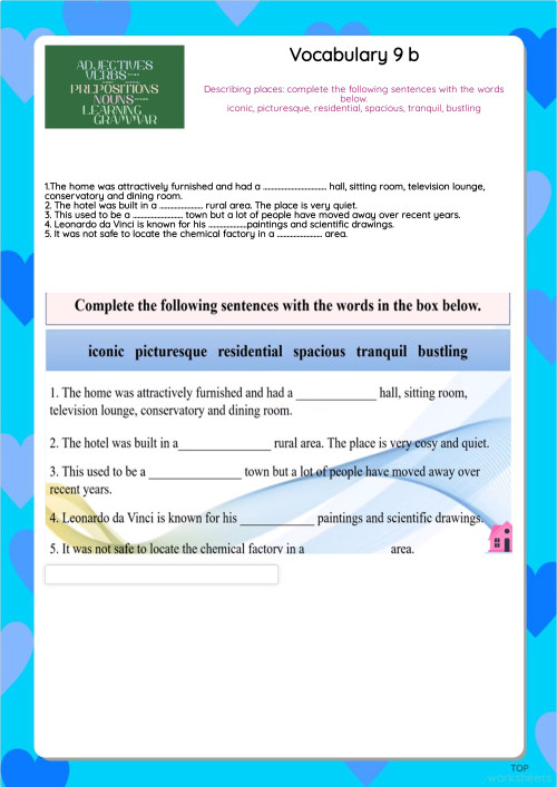 Vocabulary 9 b. Interactive worksheet | TopWorksheets