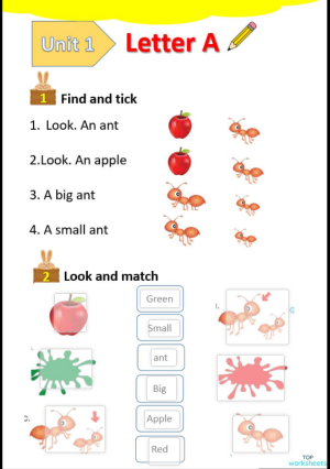 Unit 1: Letter A. Interactive worksheet | TopWorksheets
