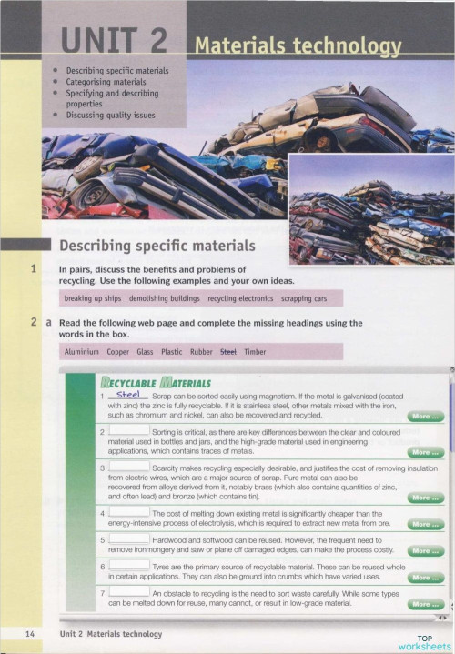 Material Technology. Interactive worksheet | TopWorksheets