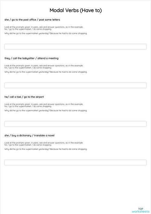 Modal Verbs (Have to). Interactive worksheet | TopWorksheets