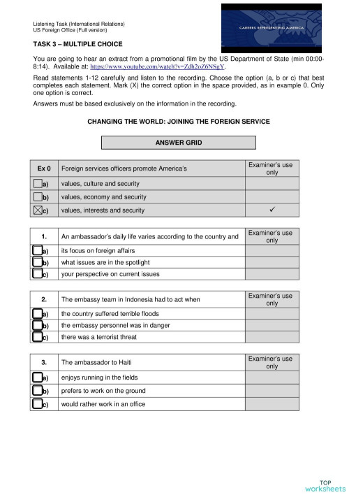 International Relations Multiple Choice. Interactive worksheet ...