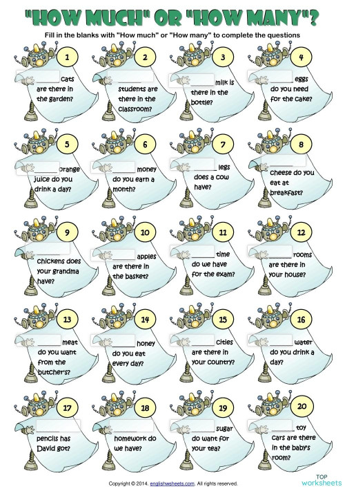 How much , How many ใบงานเชิงโต้ตอบ | TopWorksheets