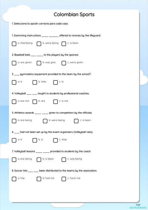 Sports Today. Interactive worksheet | TopWorksheets