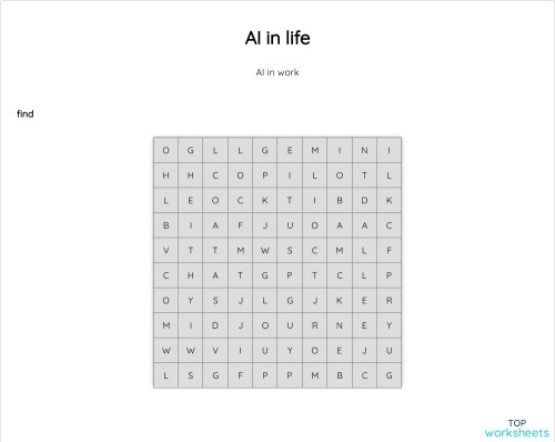 AI in life. Interactive worksheet | TopWorksheets