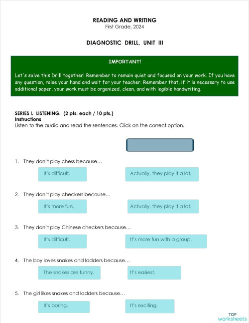 1º Primaria: fichas interactivas y ejercicios online | TopWorksheets