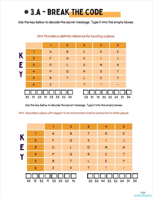 Five themes of Geography 2. Interactive worksheet | TopWorksheets