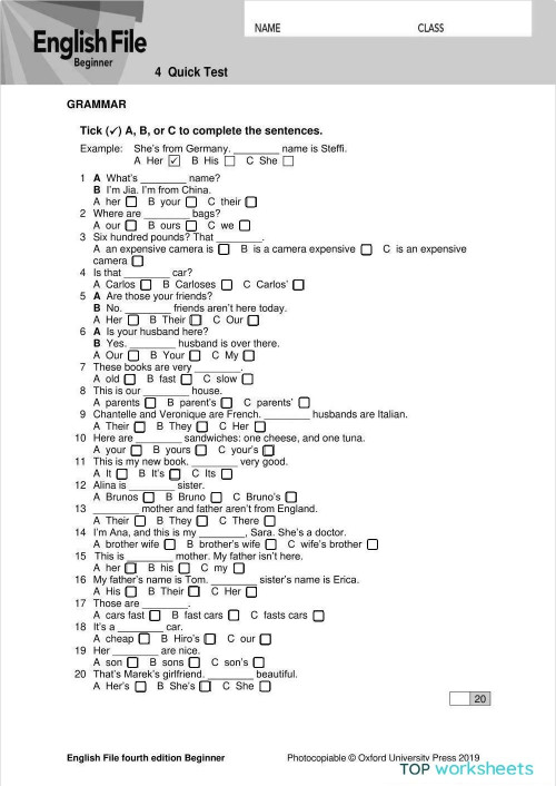 Multiple choice unit 4. Interactive worksheet | TopWorksheets