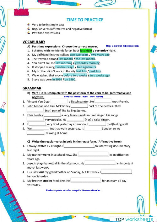 Time to practice. Interactive worksheet | TopWorksheets