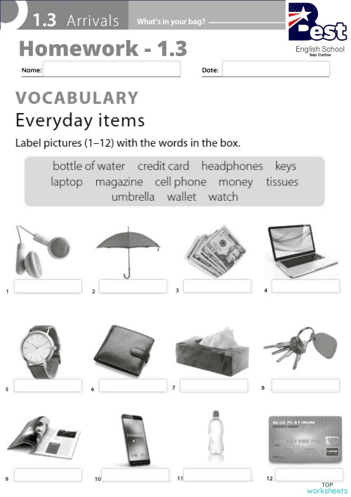 Level 1 - Unit 1.3 - Homework. Interactive worksheet | TopWorksheets