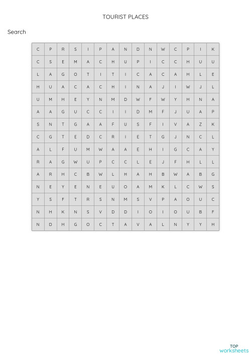 TOURIST PLACES. Interactive worksheet | TopWorksheets