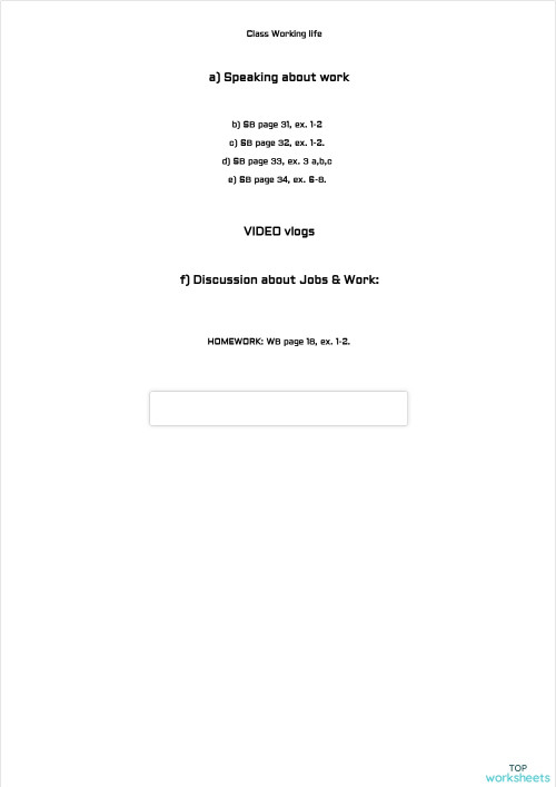 Class Working life. Interactive worksheet | TopWorksheets