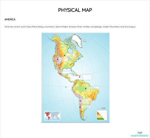 PHYSICAL MAP. Interactive worksheet | TopWorksheets
