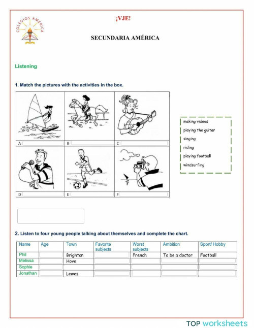 People (listening). Interactive worksheet | TopWorksheets
