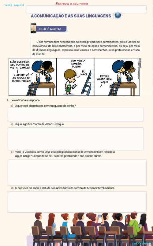 Tarefa 2 página 12 6º ano. Ficha interativa | TopWorksheets