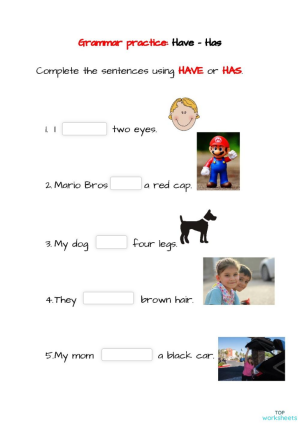 HAVE - HAS. Interactive worksheet | TopWorksheets