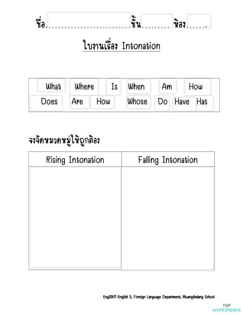 Intonation. Interactive worksheet | TopWorksheets