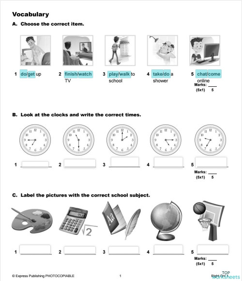 Right On 1 Module 3 Test. Interactive worksheet | TopWorksheets