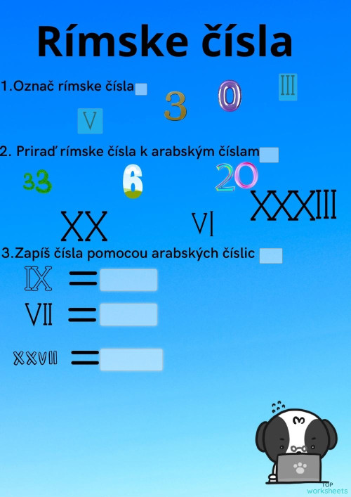 Rímske čísla: interactive worksheets and online exercises | TopWorksheets