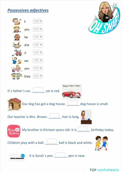 Possessives adjectives. Interactive worksheet | TopWorksheets
