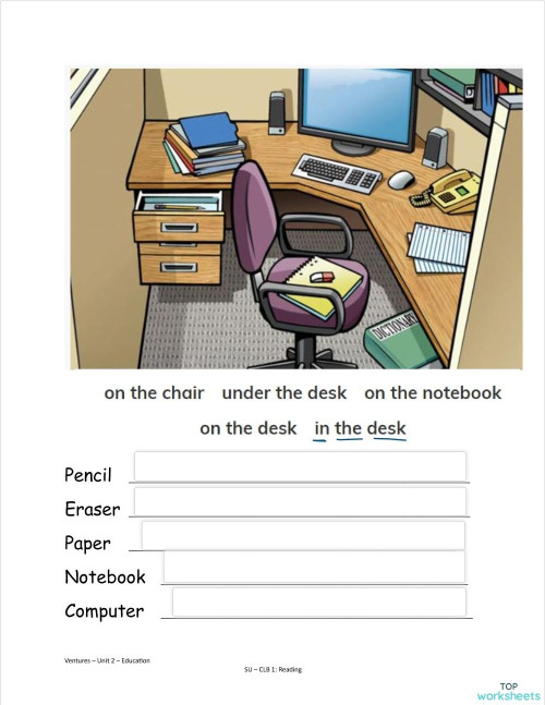 Classroom and prepositions. Interactive worksheet | TopWorksheets