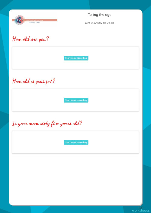 Telling the age. Ficha interactiva | TopWorksheets