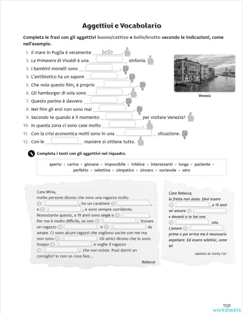 Italiano: schede interattive ed esercizi online | TopWorksheets