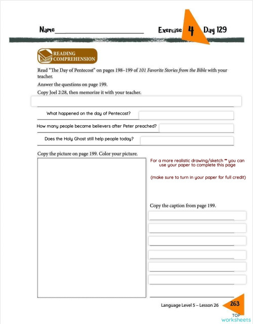 Lesson 26: Pg 263 Reading Comprehension Ex 4. Interactive worksheet ...