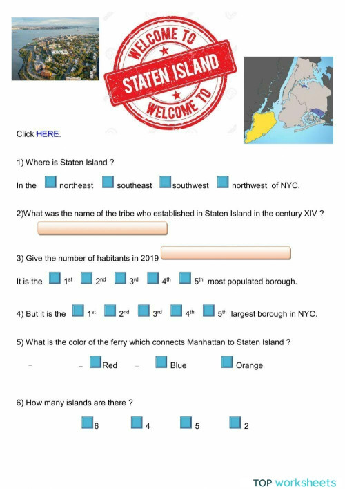 NEW YORK: Staten Island. Interactive worksheet | TopWorksheets