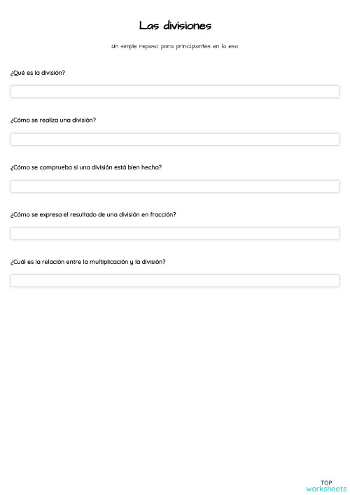 Las divisiones. Ficha interactiva | TopWorksheets