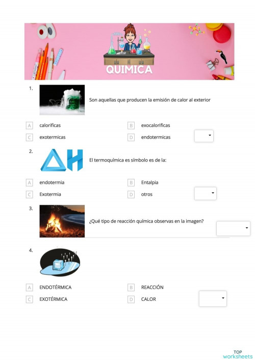 Termoquimica. Ficha interactiva | TopWorksheets