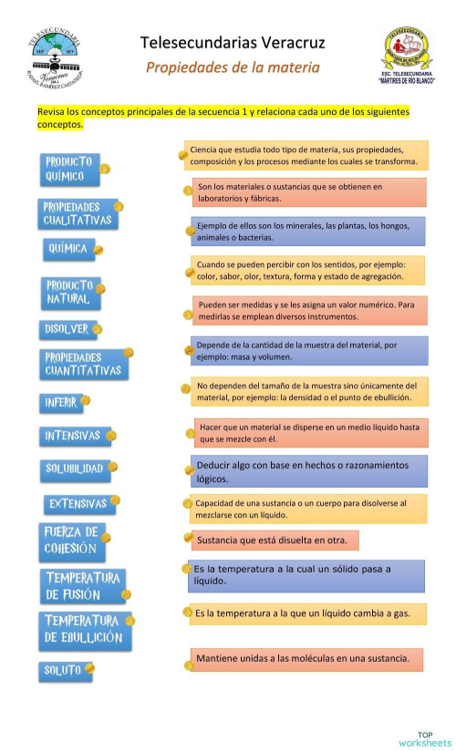 csc3 sec1 ses11 propiedades de la materia. Ficha interactiva ...