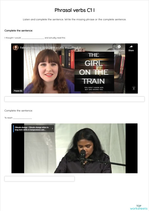 Phrasal verbs C1 I. Interactive worksheet | TopWorksheets