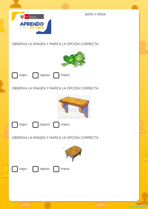 SAPO Y PERA. Ficha interactiva | TopWorksheets