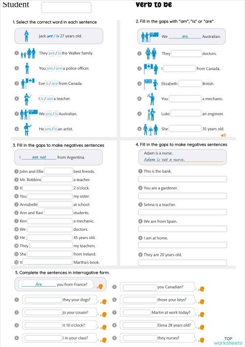 verb to be#2. Interactive worksheet | TopWorksheets