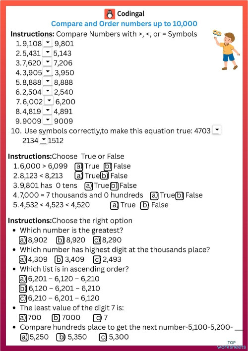 M_G03M02L04_WC01_Compare_numbers_up_to_10,000_1. Interactive worksheet | TopWorksheets