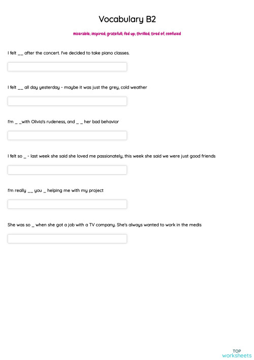 Vocabulary B2. Interactive worksheet | TopWorksheets