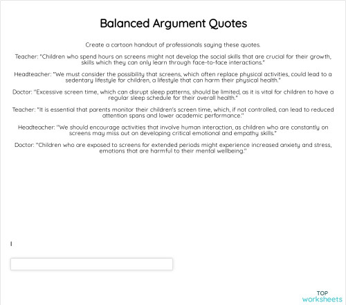 Balanced Argument Quotes. Interactive worksheet | TopWorksheets