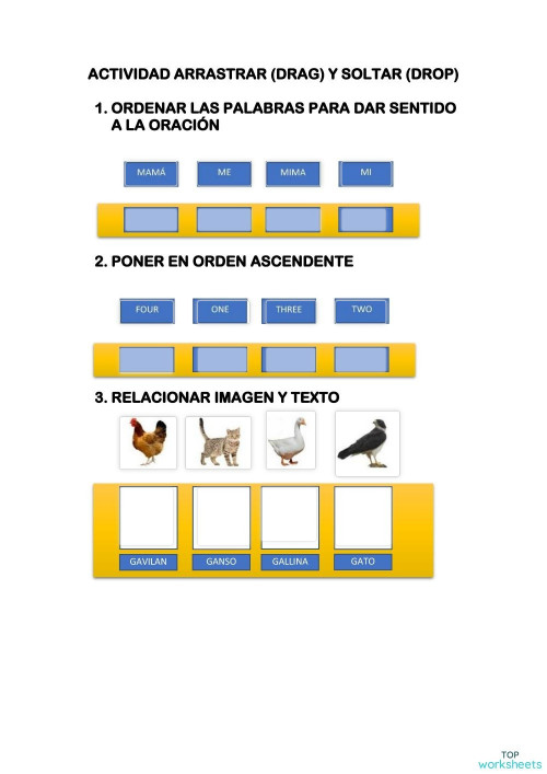 ARRASTRAR Y SOLTAR. Ficha interactiva | TopWorksheets