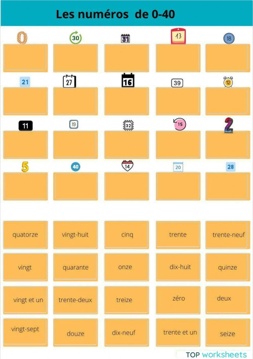 Les numéros de 0-40. Fiche interactive | TopWorksheets
