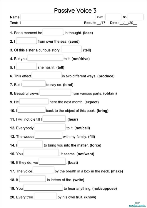 Passive Voice 3. Interactive worksheet | TopWorksheets