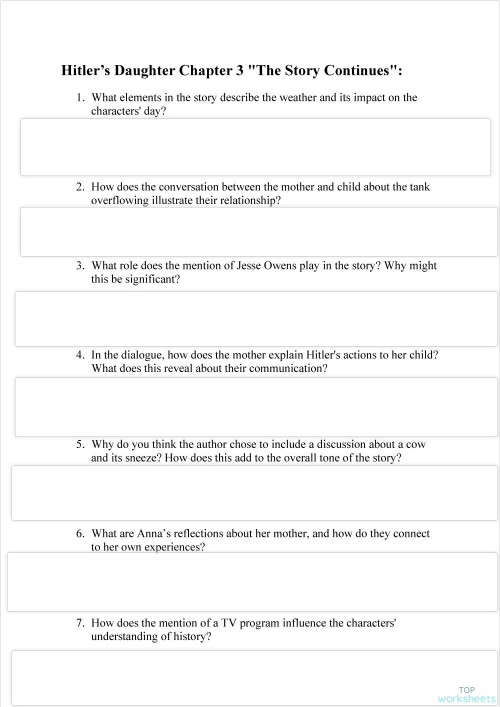 Hitler's Daughter Chapter 3 Text Dependent Questions. Interactive ...