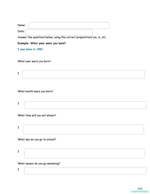 Preposition Sentence Writing Practice. Interactive worksheet ...