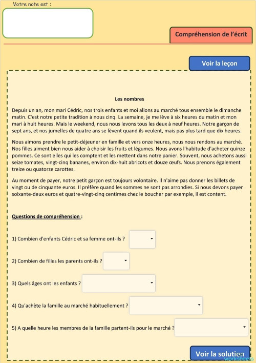 Compréhension de l’écrit : fiches interactives et exercices en ligne ...