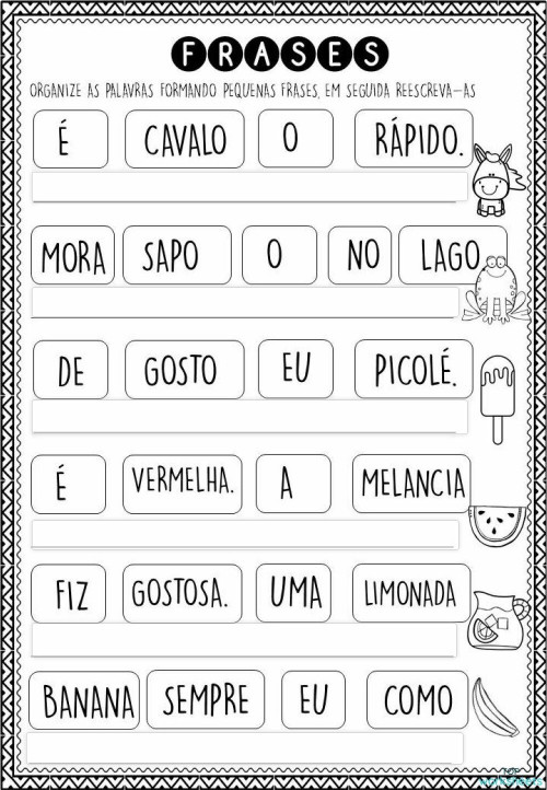 ORGANIZE AS FRASES. Ficha interativa | TopWorksheets