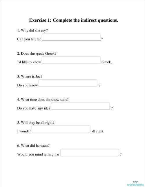 INDIRECT - PASSIVE VOICE. Interactive worksheet | TopWorksheets